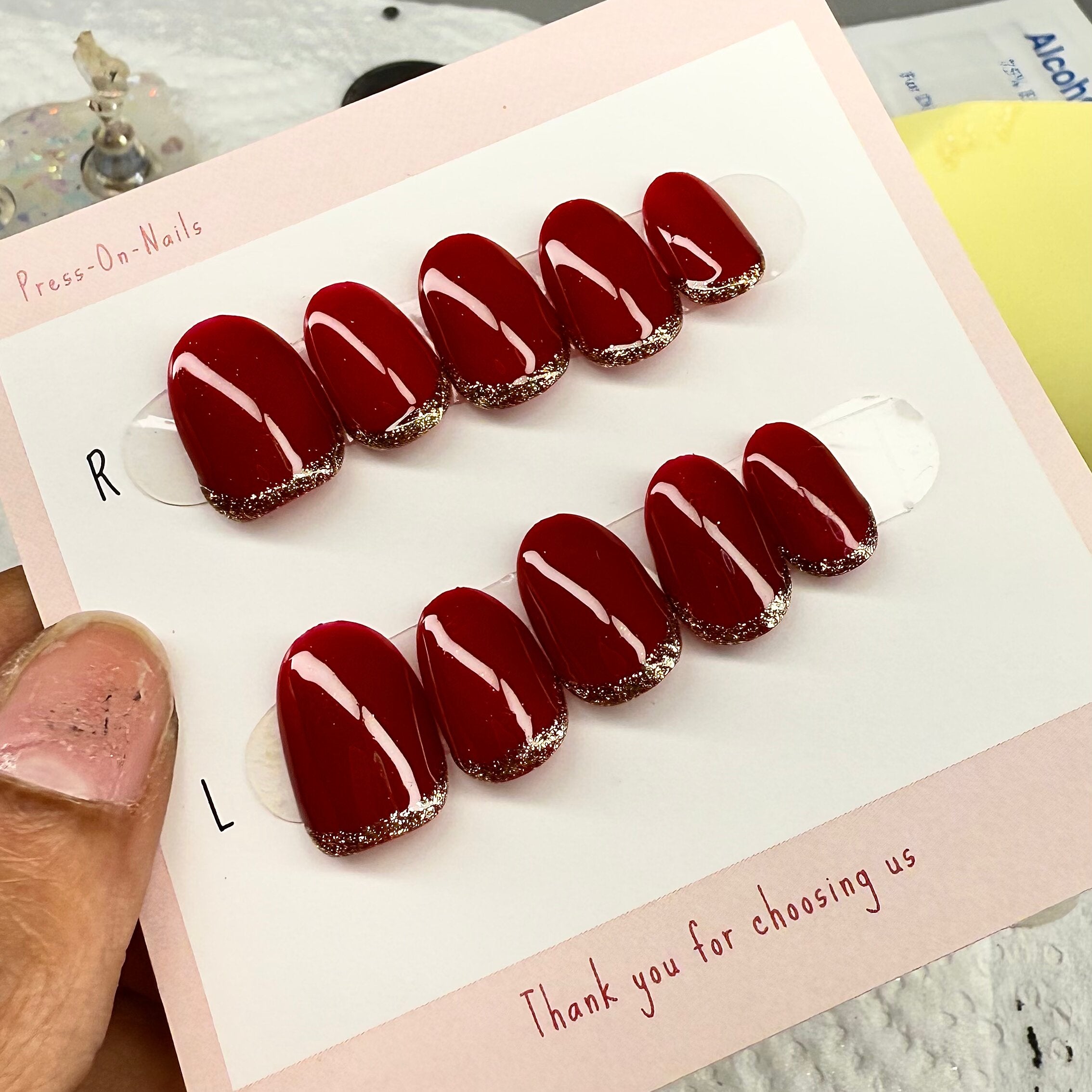 Burgundy Glitter - N4Y1019 – Nails4you.studio